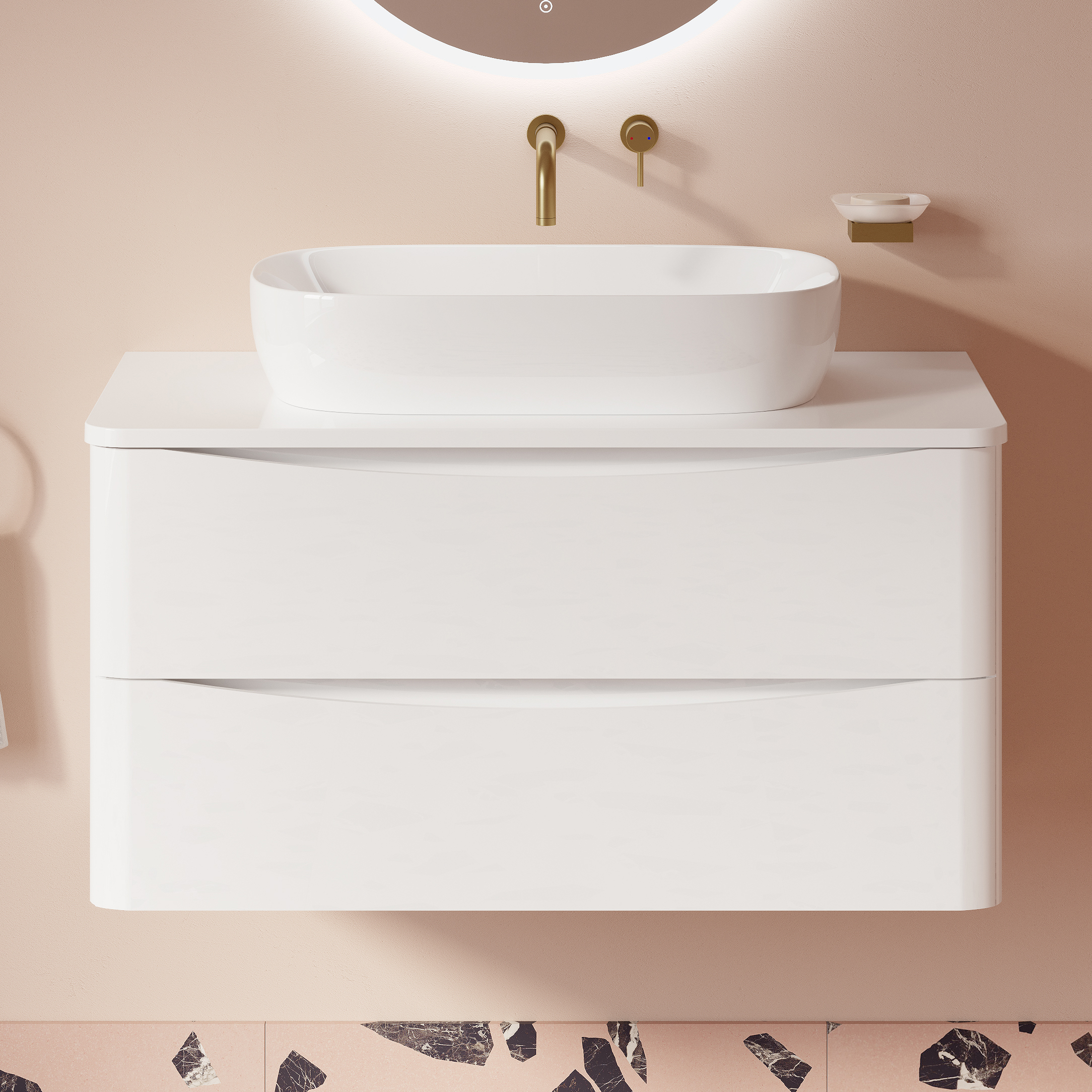 Harbour Origin 900mm Wall Mounted Vanity Unit & Countertop | Drench