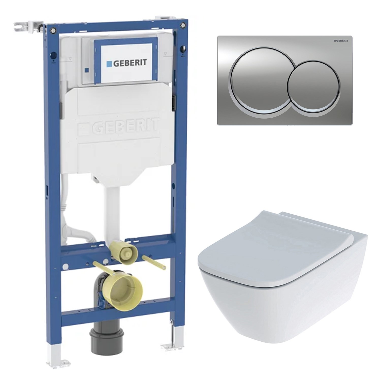 Geberit Wall-Hung 4-in-1 Sigma Cistern, Frame, Flush Plate, Smyle ...