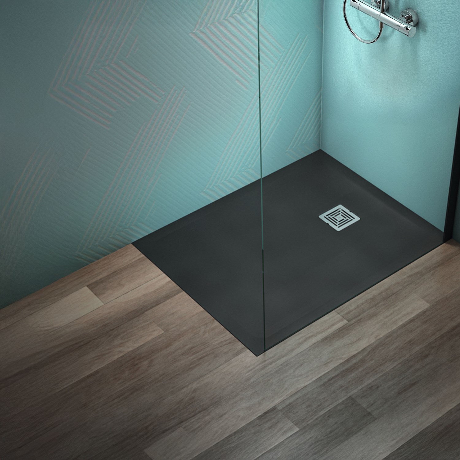 Ideal Standard Ultra Flat S+ Jet Black Rectangular Anti-Slip Stone ...