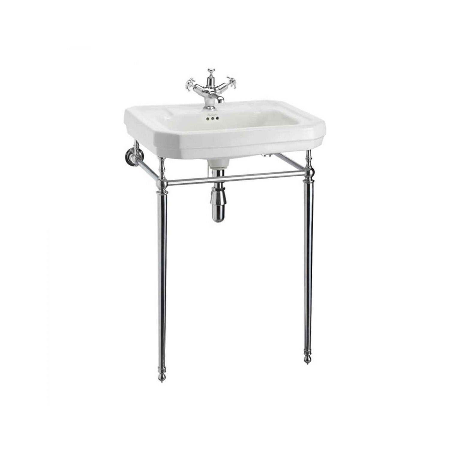 Burlington Victorian 61cm Basin with Regal Height Chrome Basin Stand ...