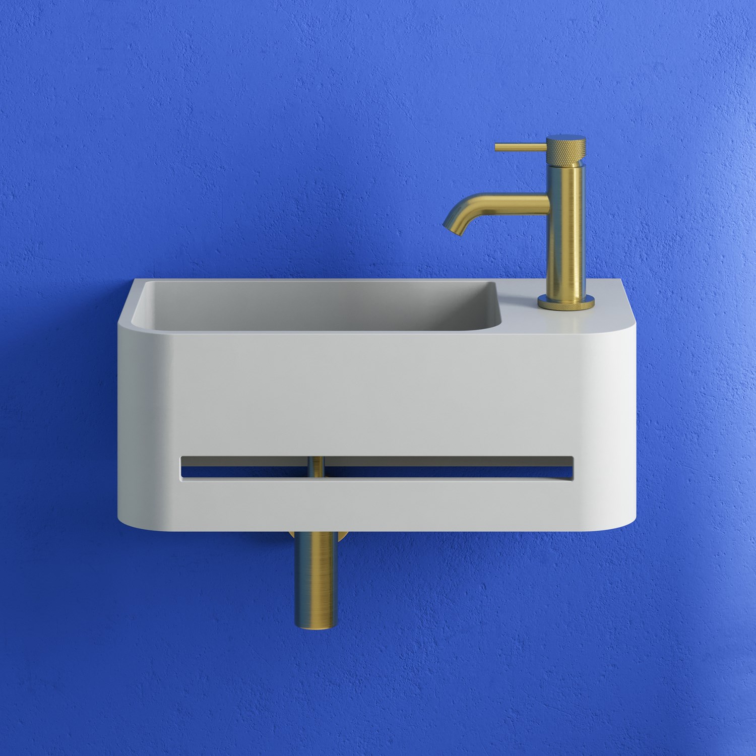 Harbour Concrete 430mm Cloakroom Wall Hung Curved Basin - Concrete Grey ...