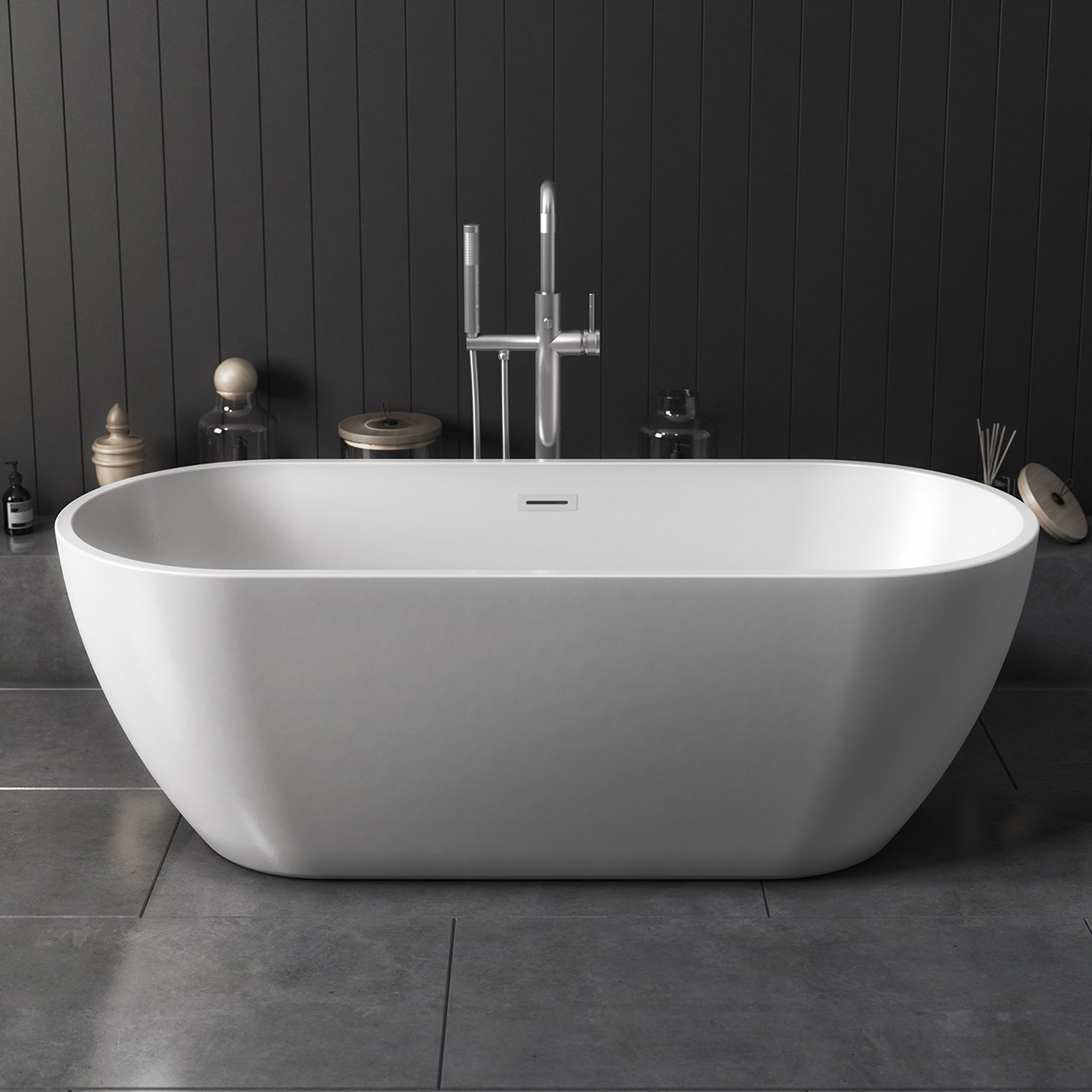 Ellie Acrylic White Freestanding Bath - 1650 x 700mm | Drench