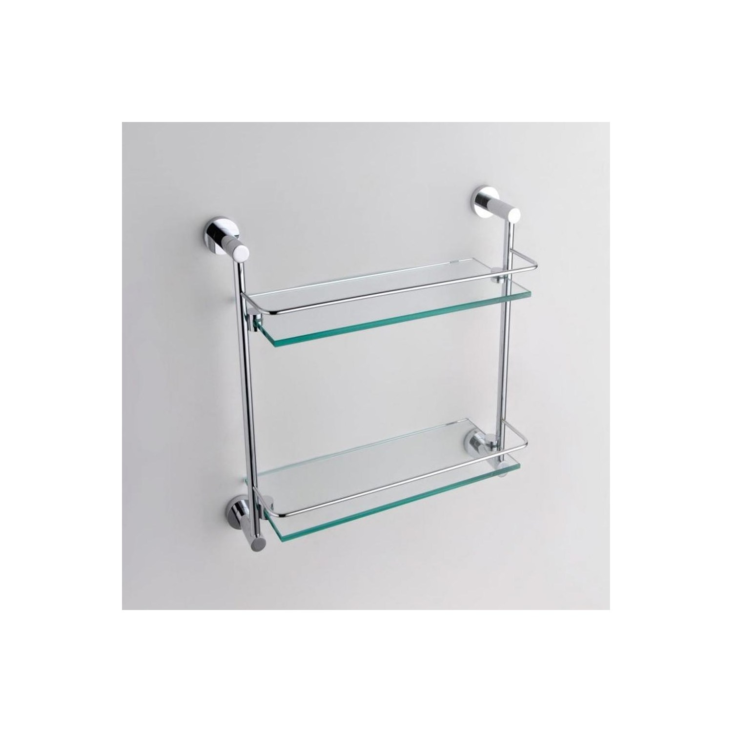 Drench Round Chrome Plated Brass & Glass Double Shelf -410mm | Drench