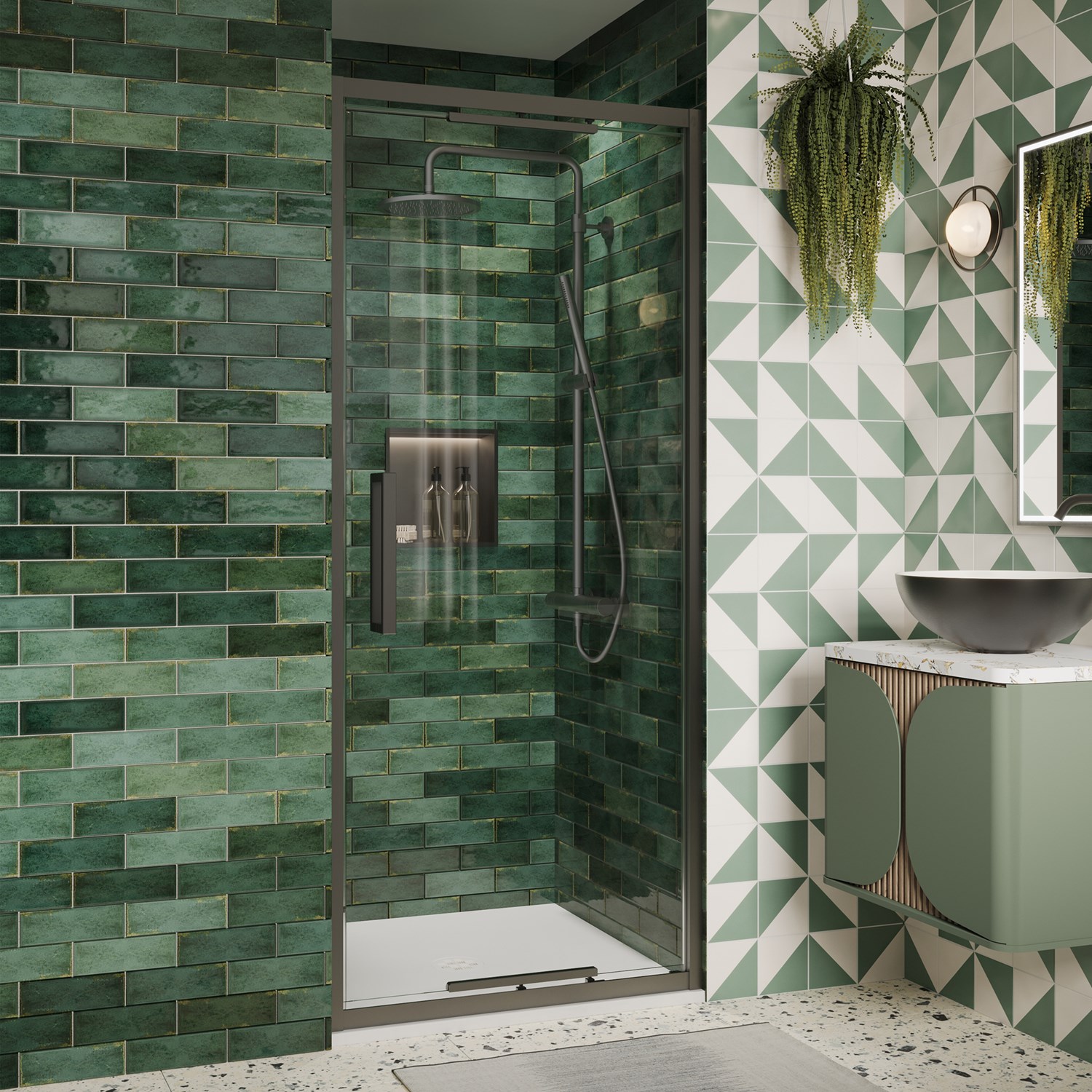 Crosswater Asura 8mm Slate Infold Shower Door & Optional Side Panel ...