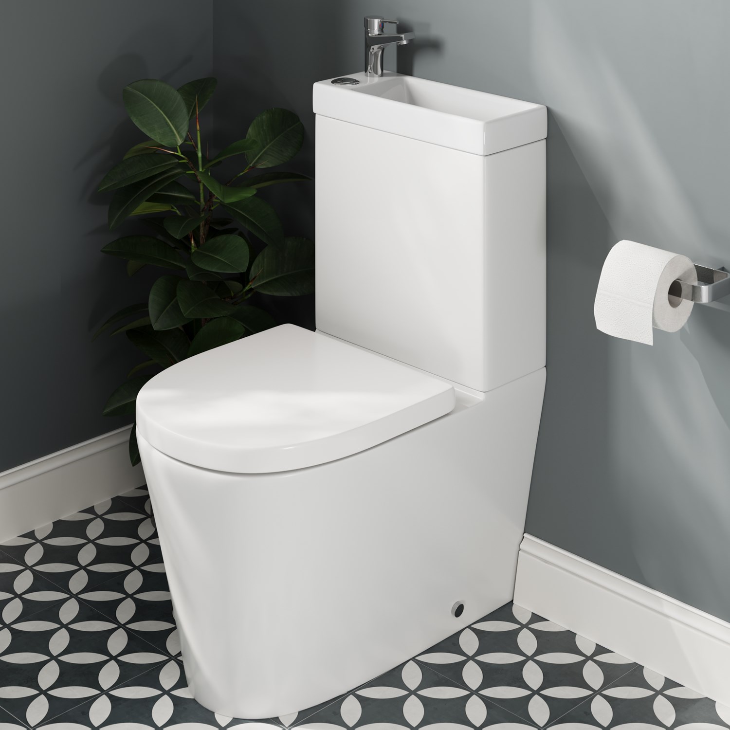 Harbour Clarity 2 in 1 Wash Basin & Comfort Height Toilet with Soft ...
