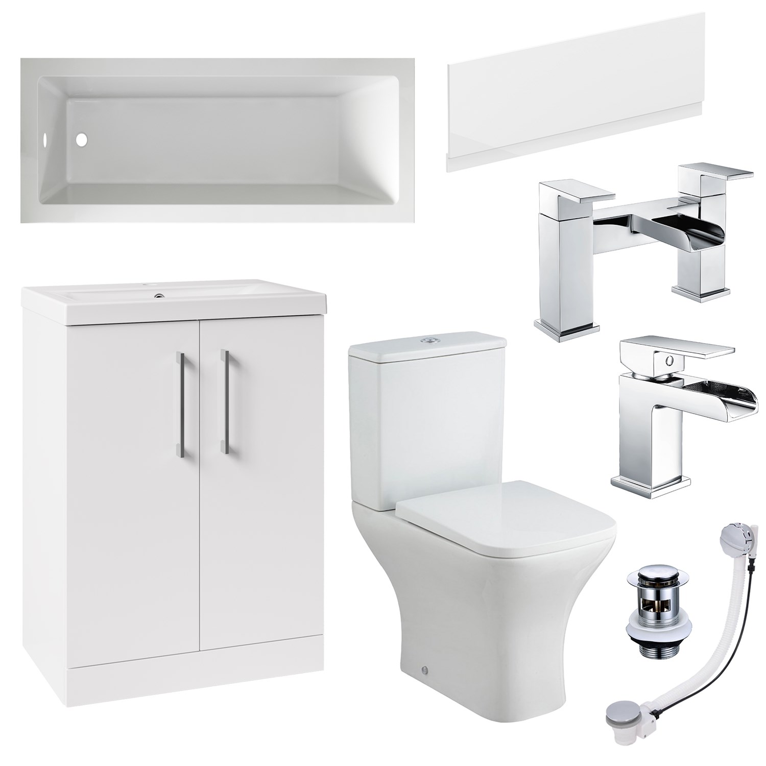 Erin Complete Bathroom Suite with Reinforced Bath & Rimless Toilet | Drench