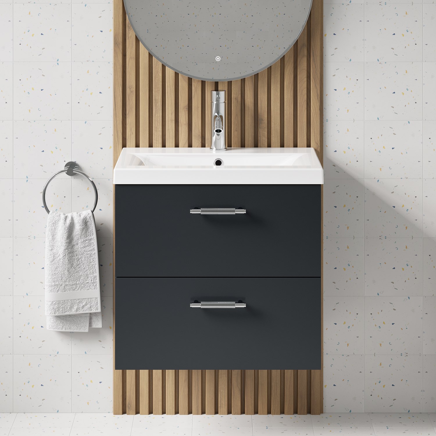 Erin 600mm Wall Mounted 2 Drawer Vanity Unit & Basin | Drench