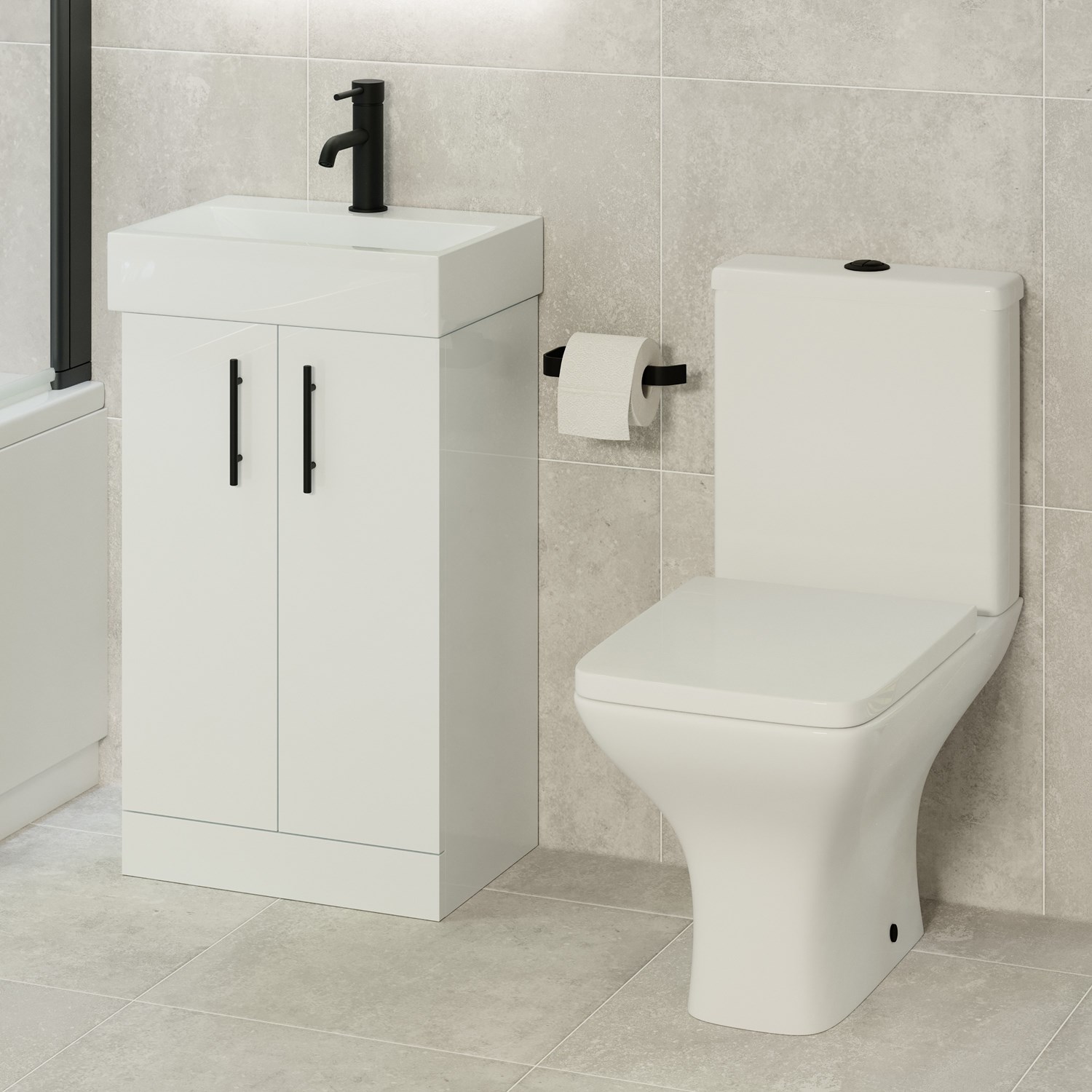 Jack Compact Rimless Toilet & Vanity Unit Bathroom Suite with Matt ...