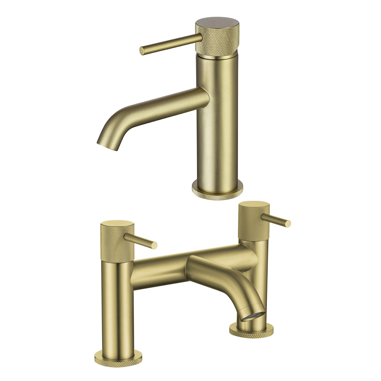 Harbour Clarity Knurled Basin Mixer Tap & Waste and Deck Mounted Bath ...
