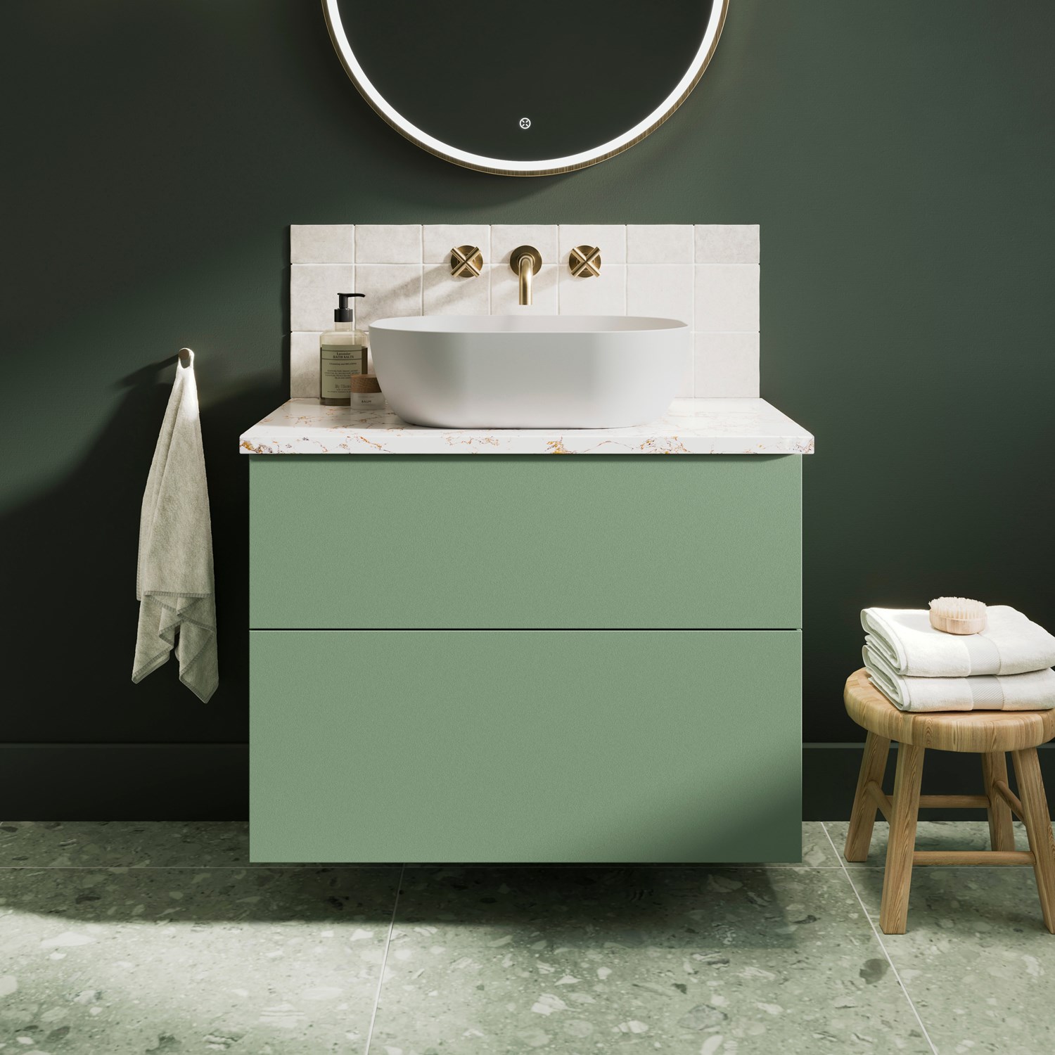 Crosswater Avenue 800mm Wall Mounted Double Drawer Vanity Unit ...