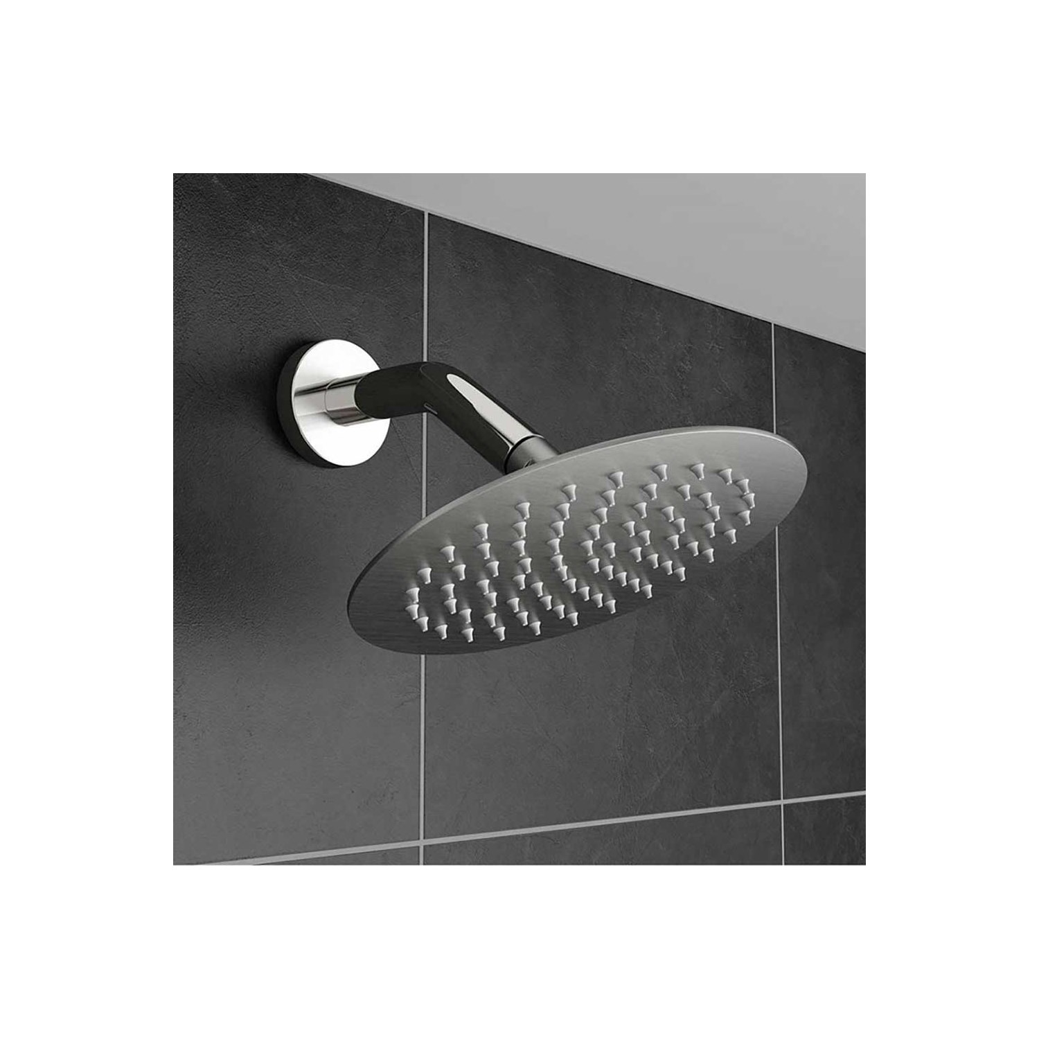 Inox Glide Ultra Slim Brushed Stainless Steel Fixed Shower Head | Drench