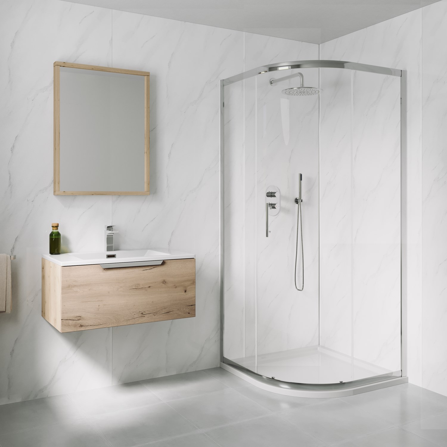 Drench Naturals White Marble PVC Waterproof Bathroom Wall Panel - 1000 ...