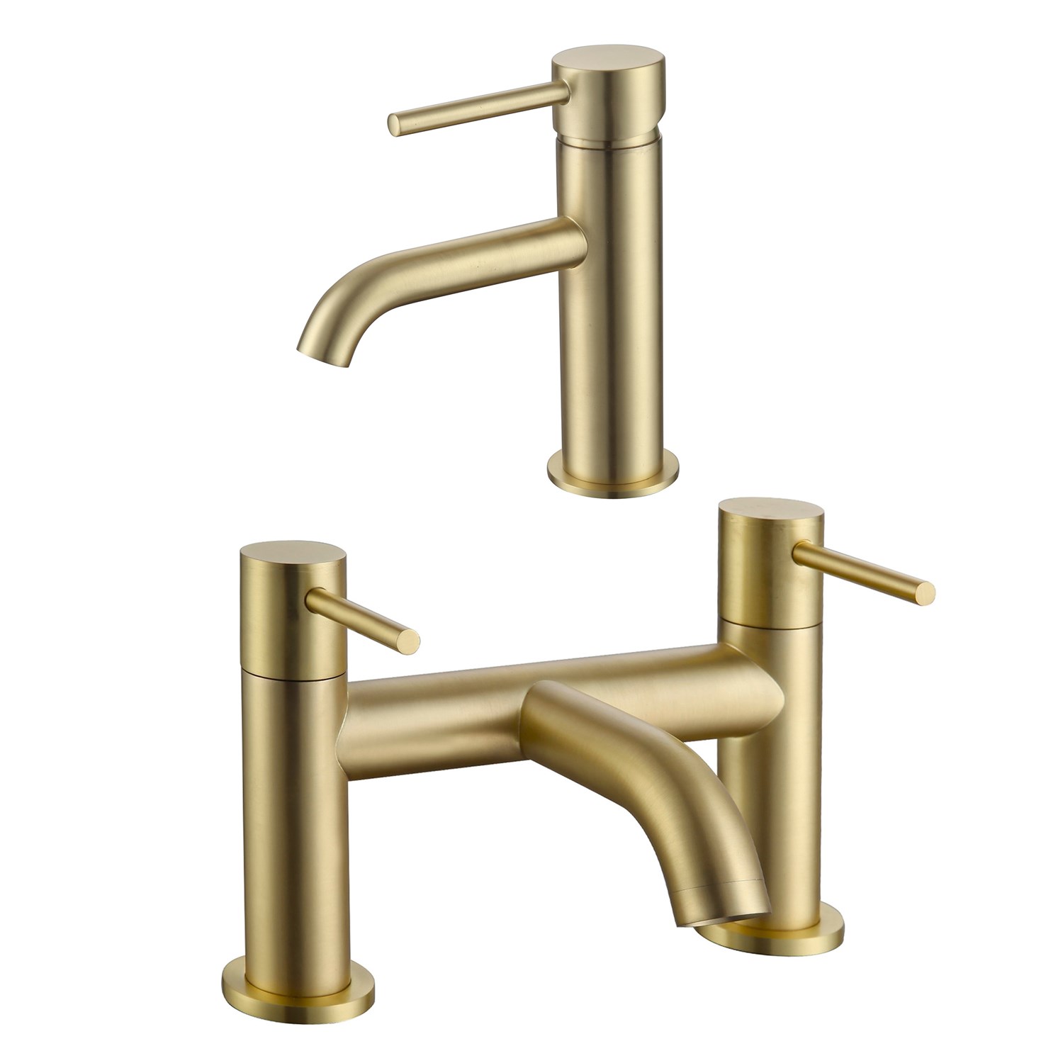 Harbour Clarity Brushed Brass Basin Mixer Tap & Waste and Deck Mounted ...