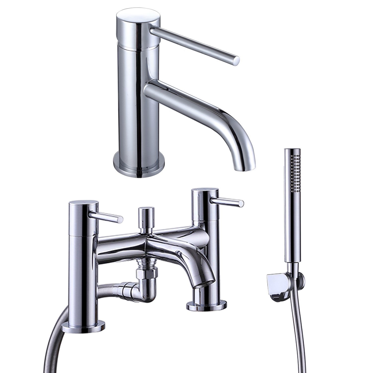 Harbour Clarity Chrome Basin Mixer Tap and Bath Shower Mixer Tap with ...