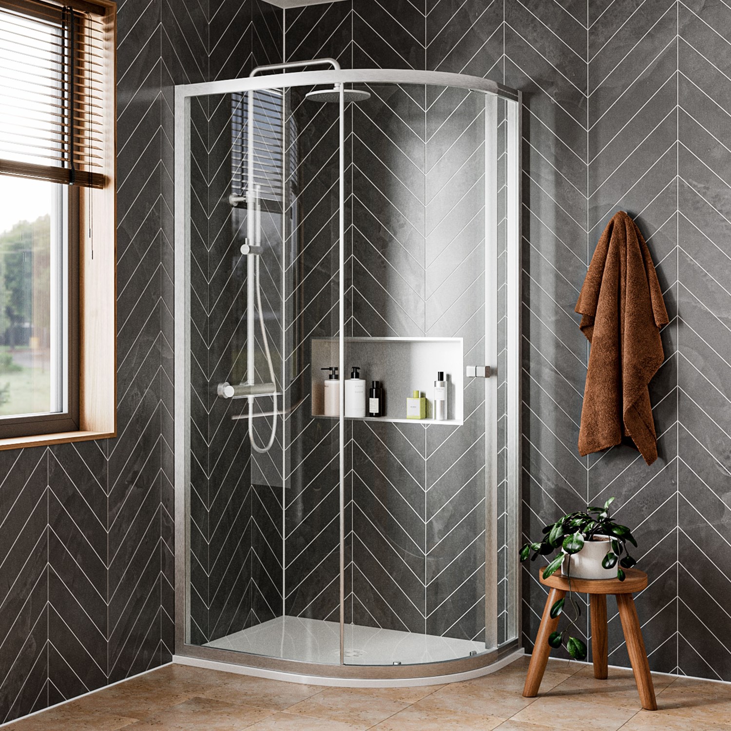 Crosswater Clear 6 6mm Brushed Stainless Steel Sliding Single Door ...