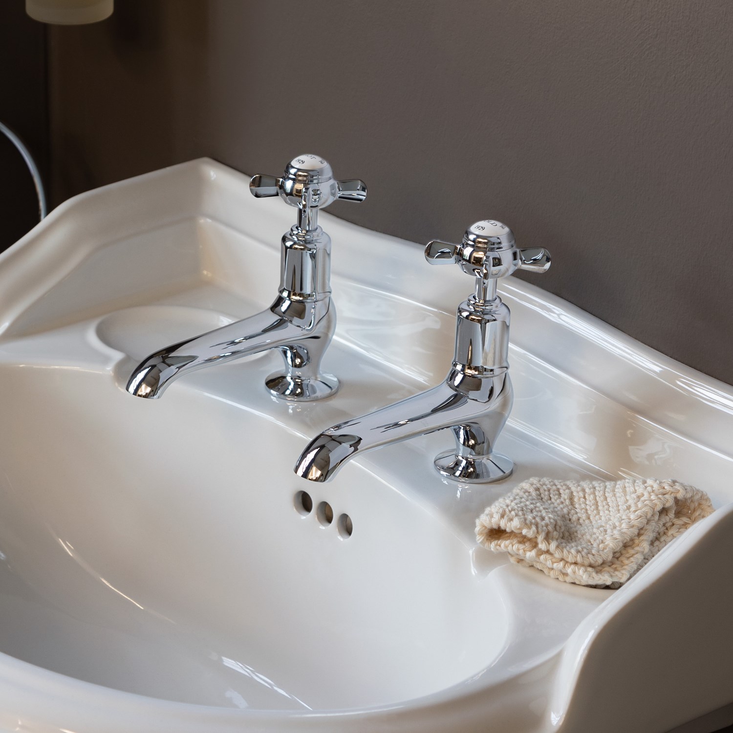 Butler & Rose Caledonia Pinch Basin Pillar Taps | Drench