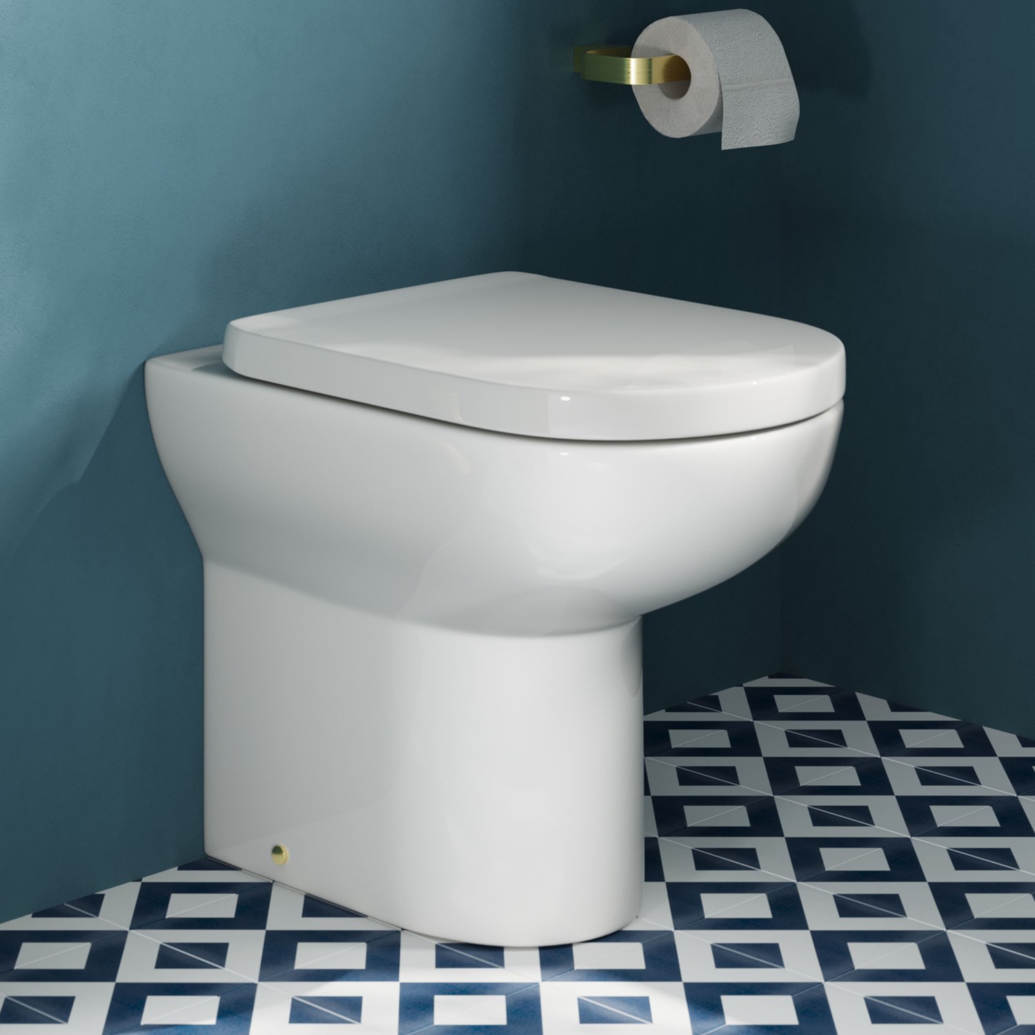 Vellamo Modern D-Shaped Comfort Height Back to Wall Toilet with Soft ...