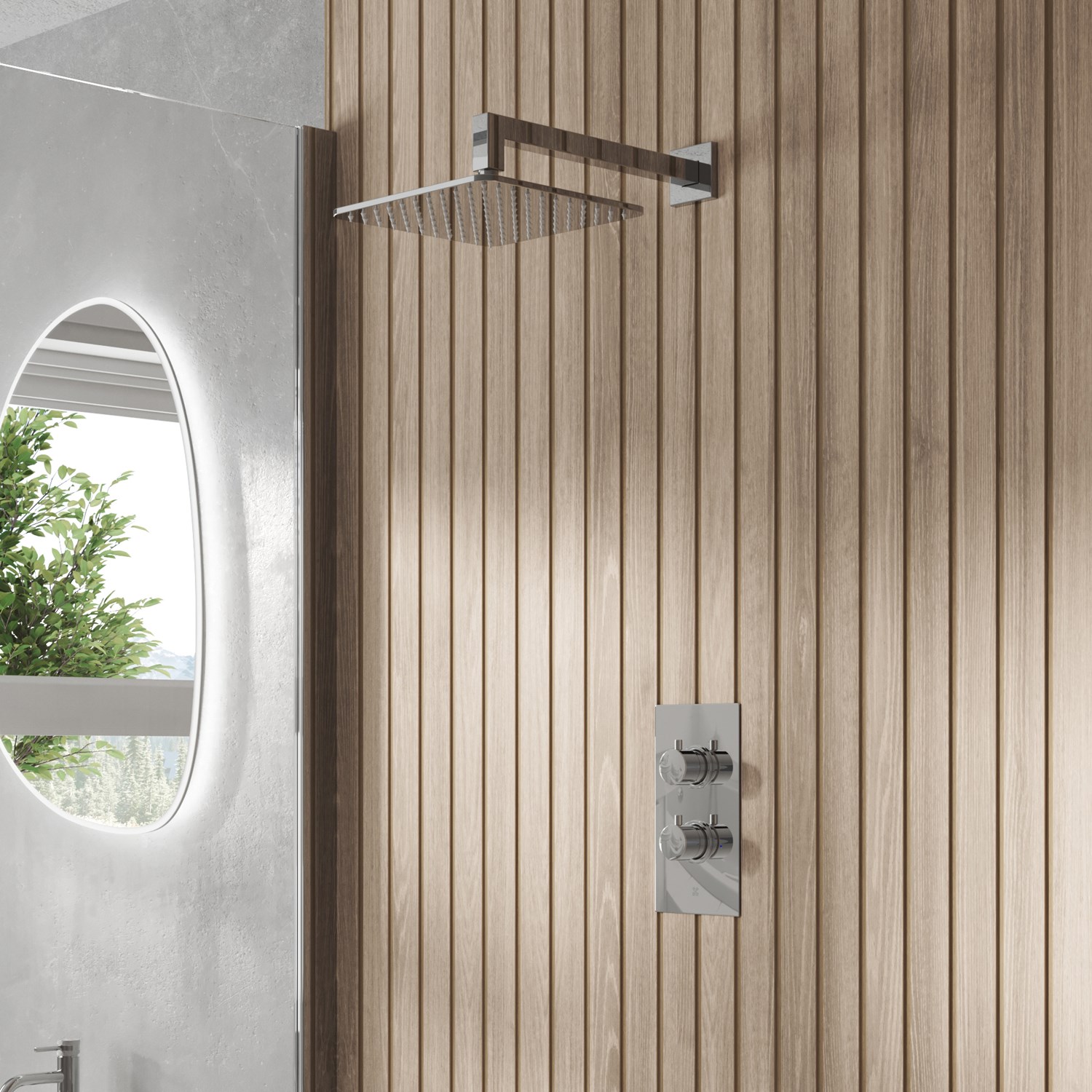 Core 1 Outlet Concealed Valve & Fixed Wall Mounted Square Shower Head ...