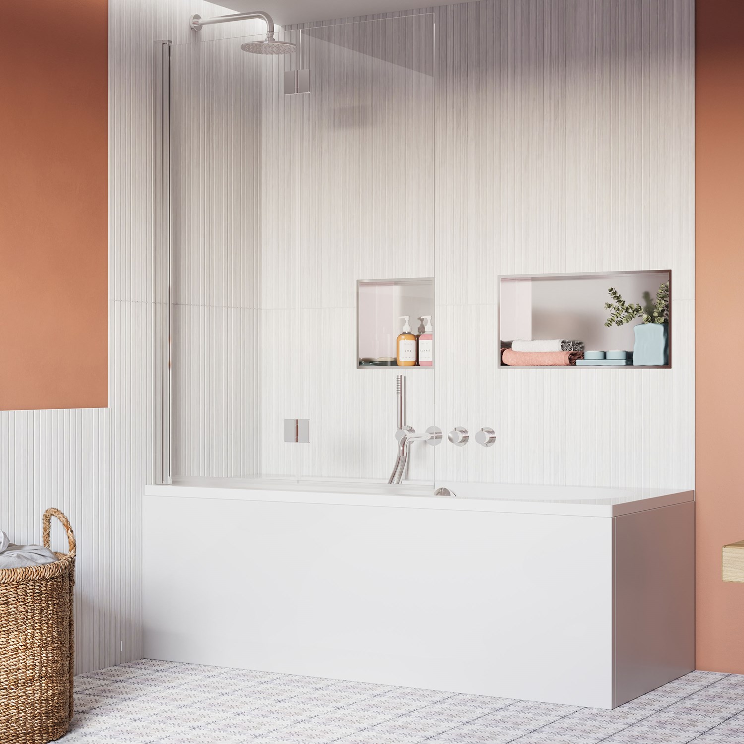 Crosswater Asura 8mm Fully Folding Hinged Bath Screen - 1500 x 1080mm ...