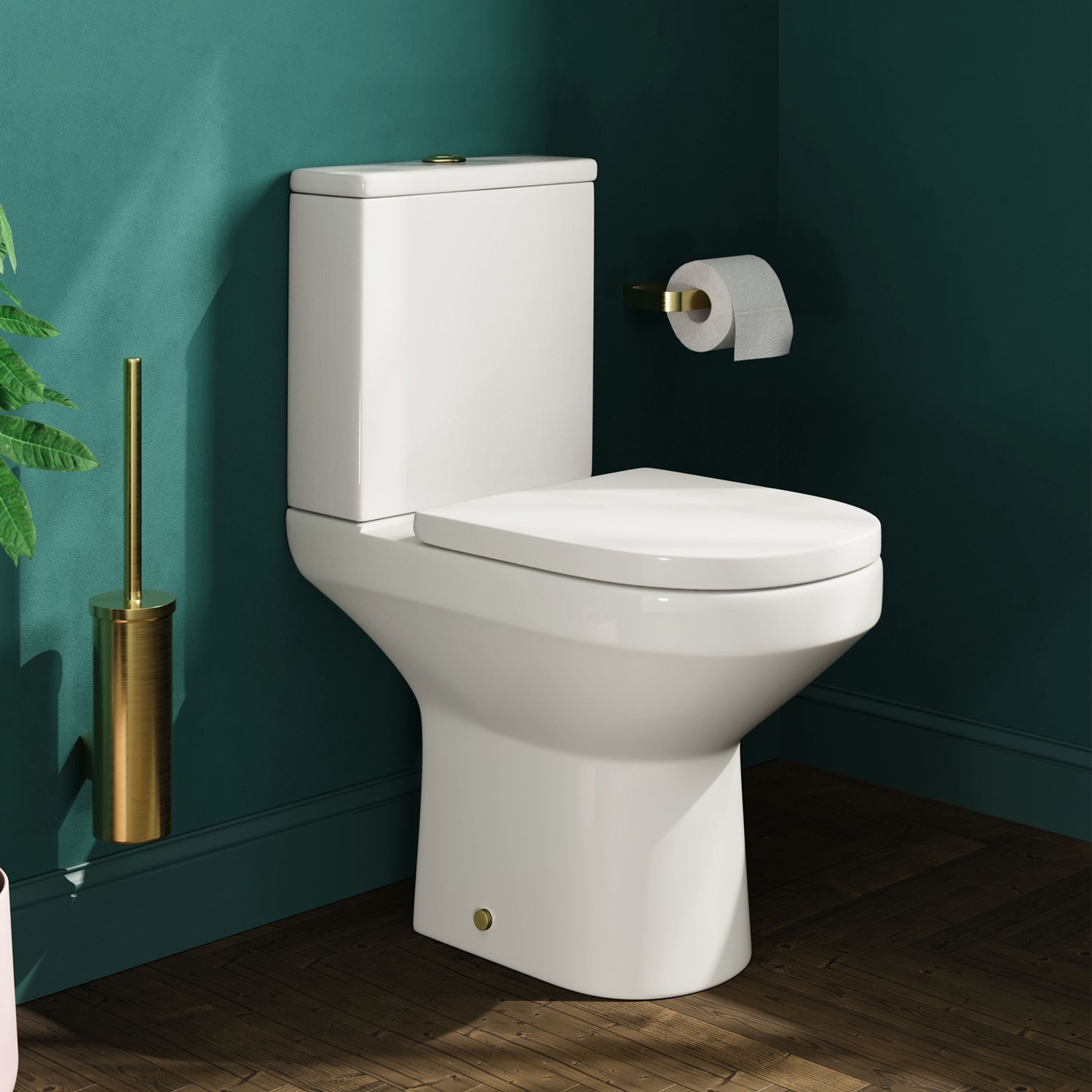 Lorraine Rimless Comfort Height Close Coupled Toilet & Soft Close Seat ...
