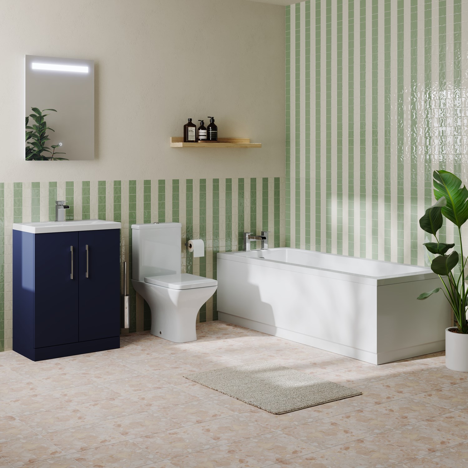 Erin Complete Bathroom Suite with Reinforced Bath & Rimless Toilet | Drench