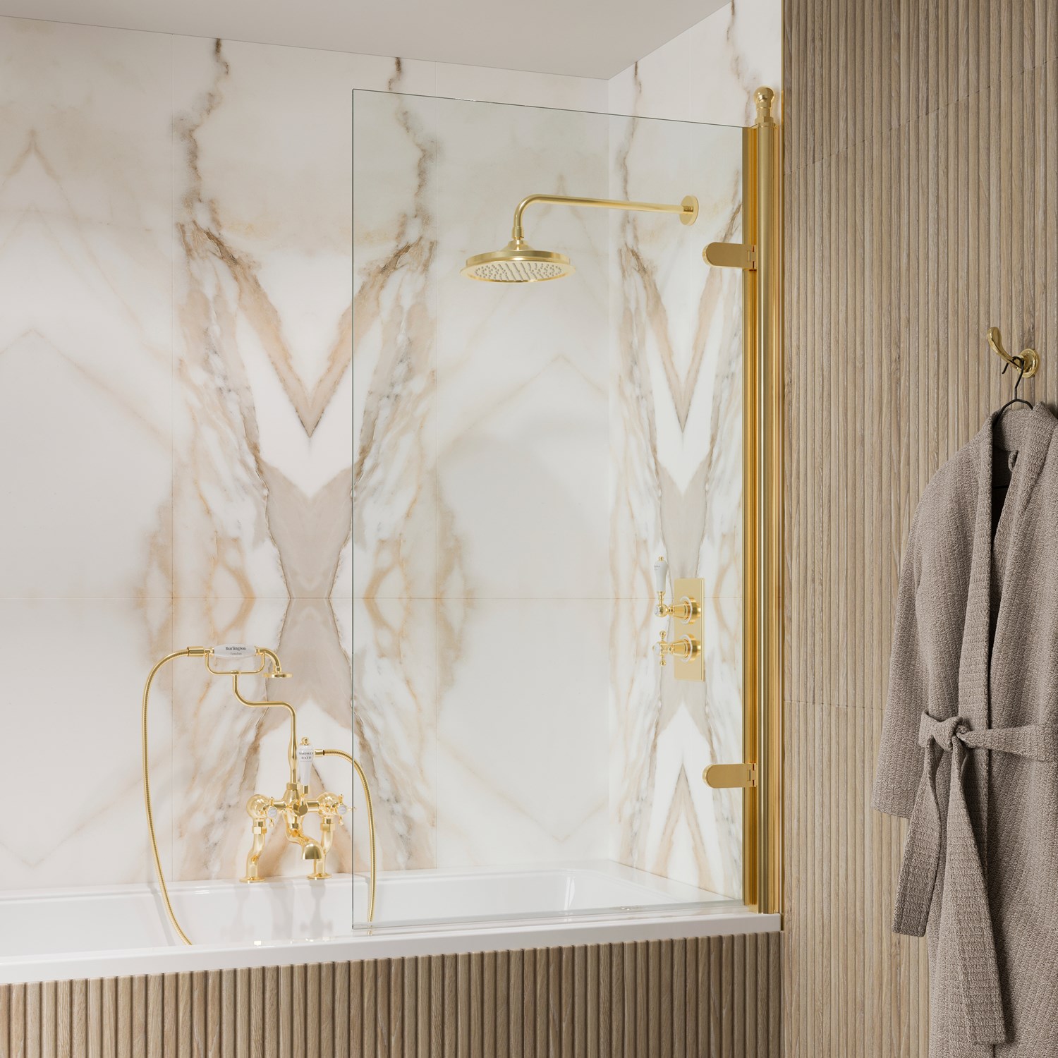 Burlington Classique 1850 8mm Hinged Bath Screen Style Profile Finial ...