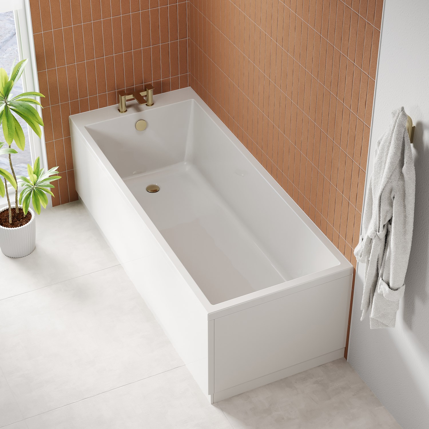 Armourcast Reinforced Slim Edge Square Single Ended Bath | Drench