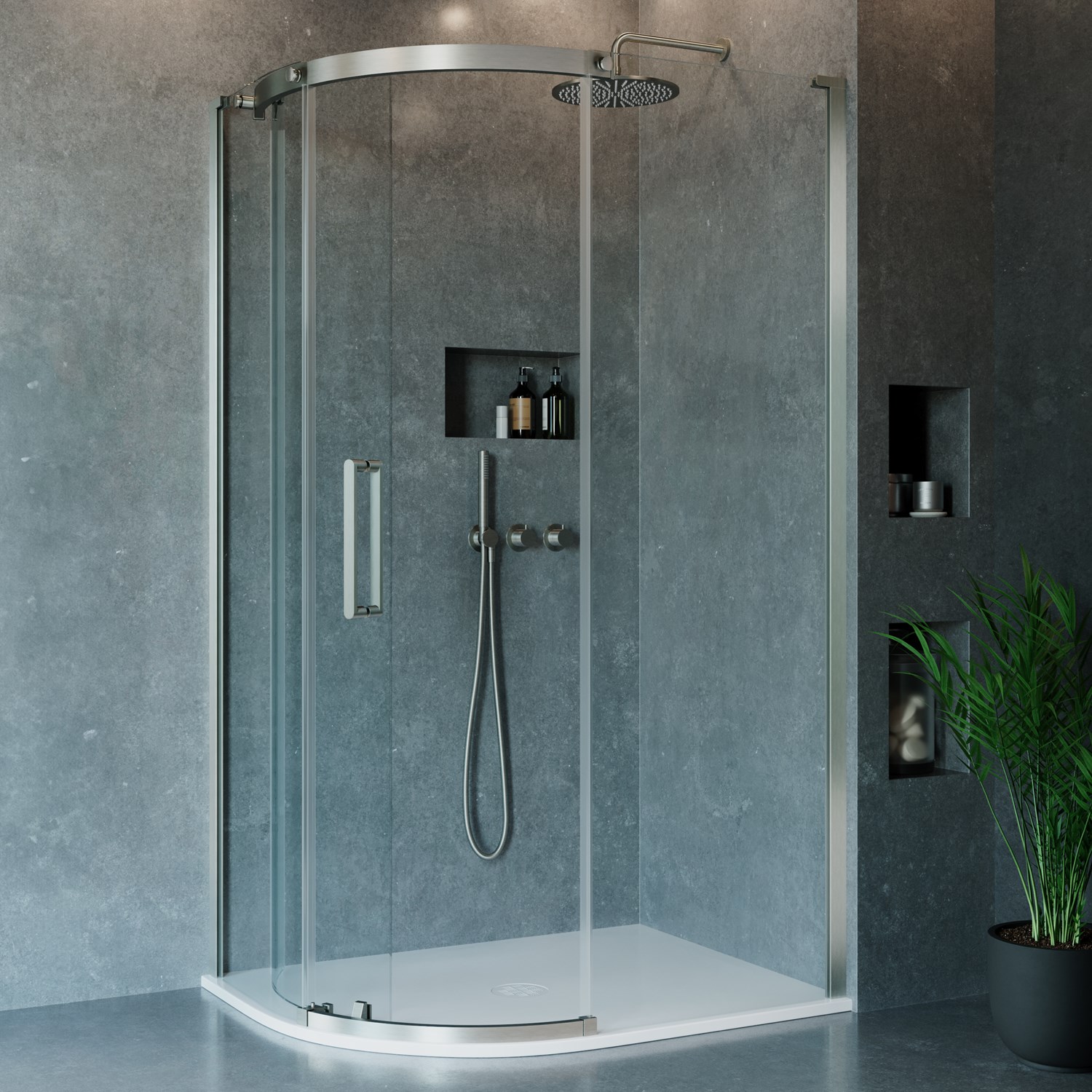 Crosswater Optix 10 Offset Quadrant Shower Enclosure - Brushed ...