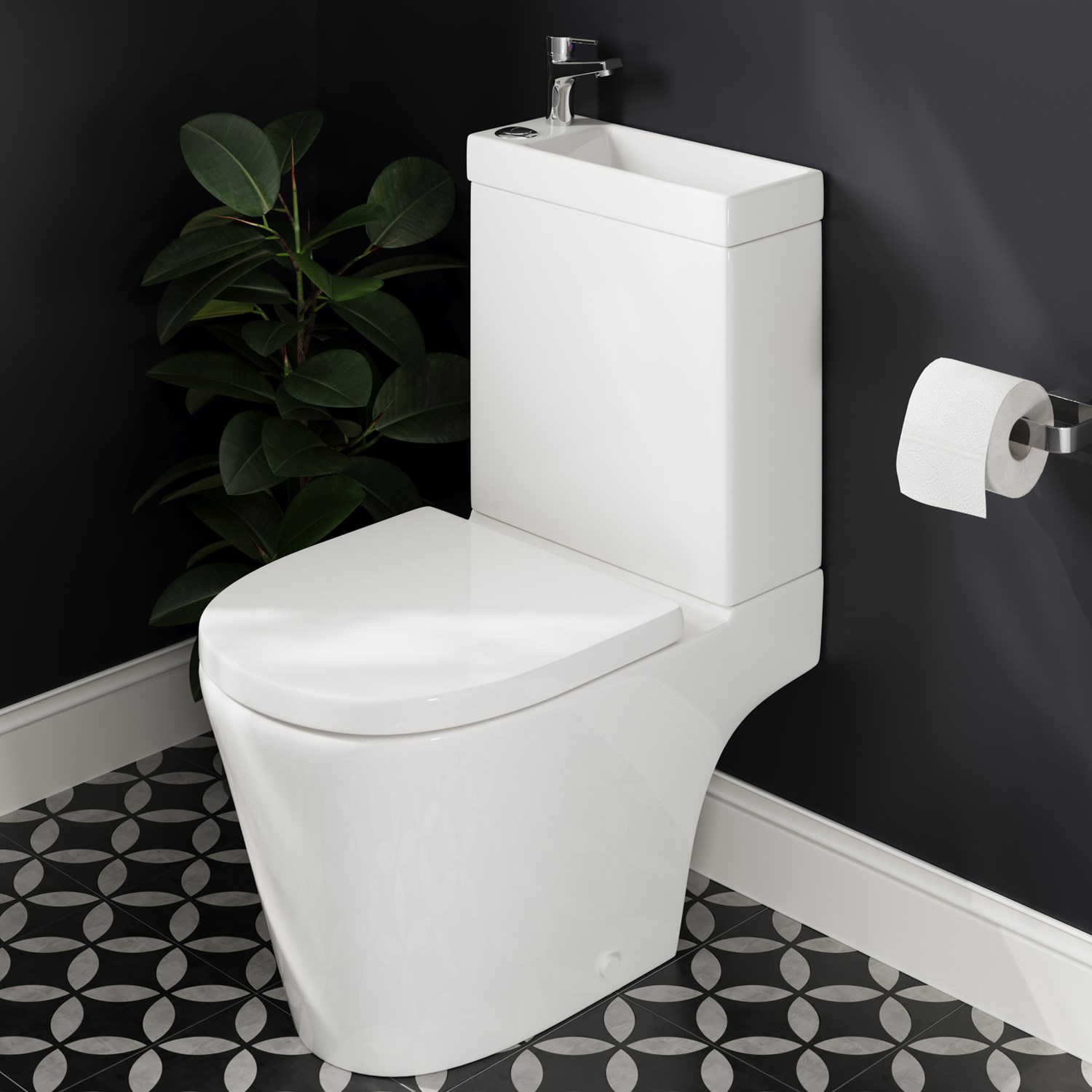 Harbour Clarity 2 in 1 Wash Basin & Close Coupled Open Back Toilet with ...