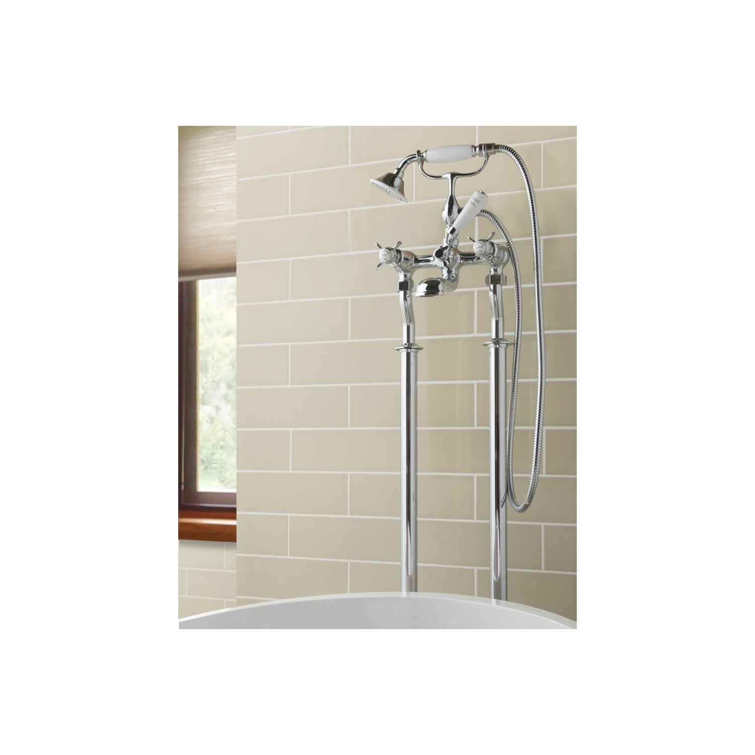 Butler & Rose Caledonia Pinch Floor Standing Bath And Shower Mixer Tap ...