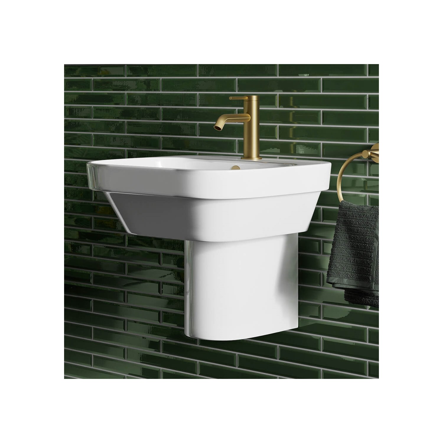 Britton Bathrooms Curve2 450mm Basin with Semi-Pedestal | Drench