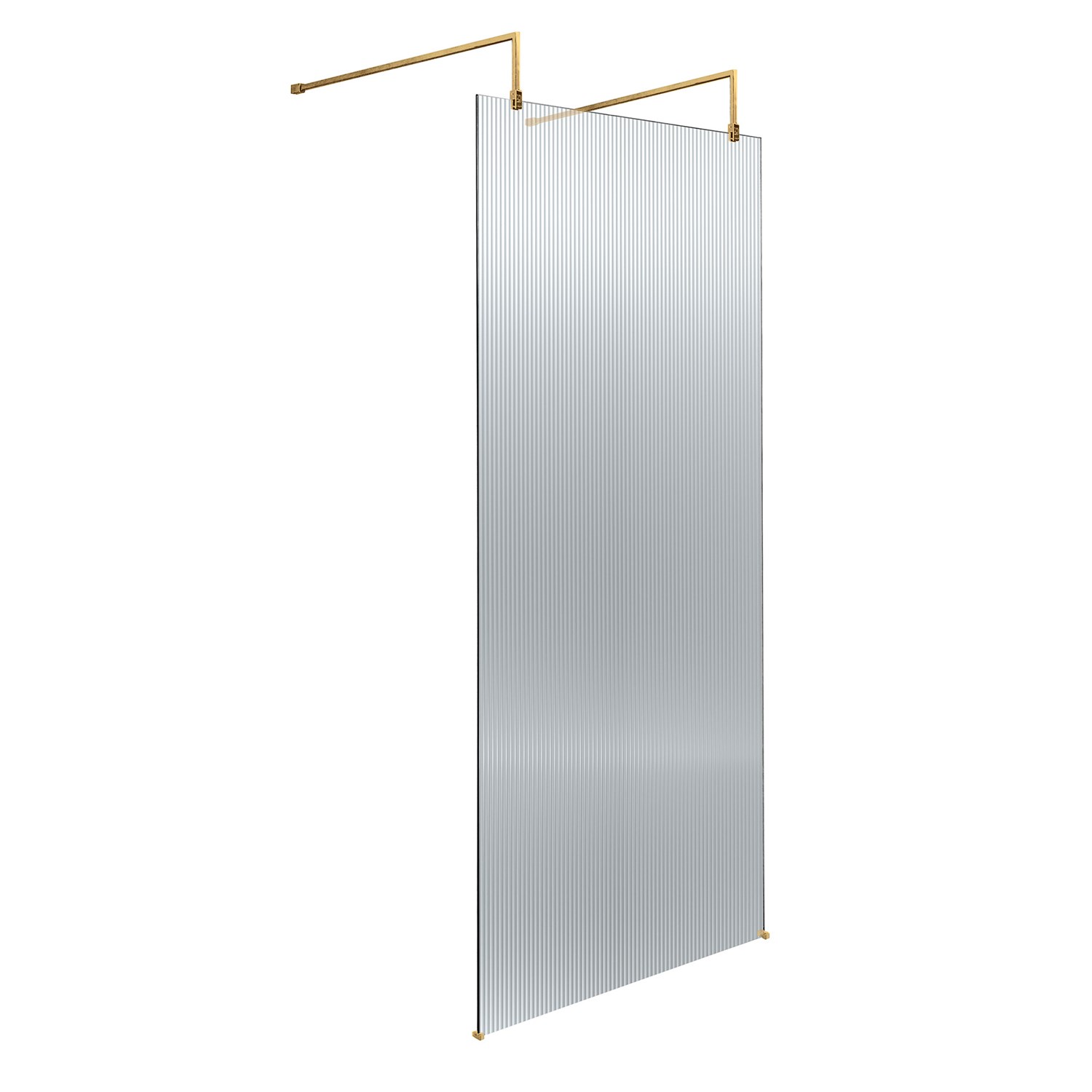 Harbour Contour Fluted Brushed Brass Freestanding Walk In Panel & Two ...