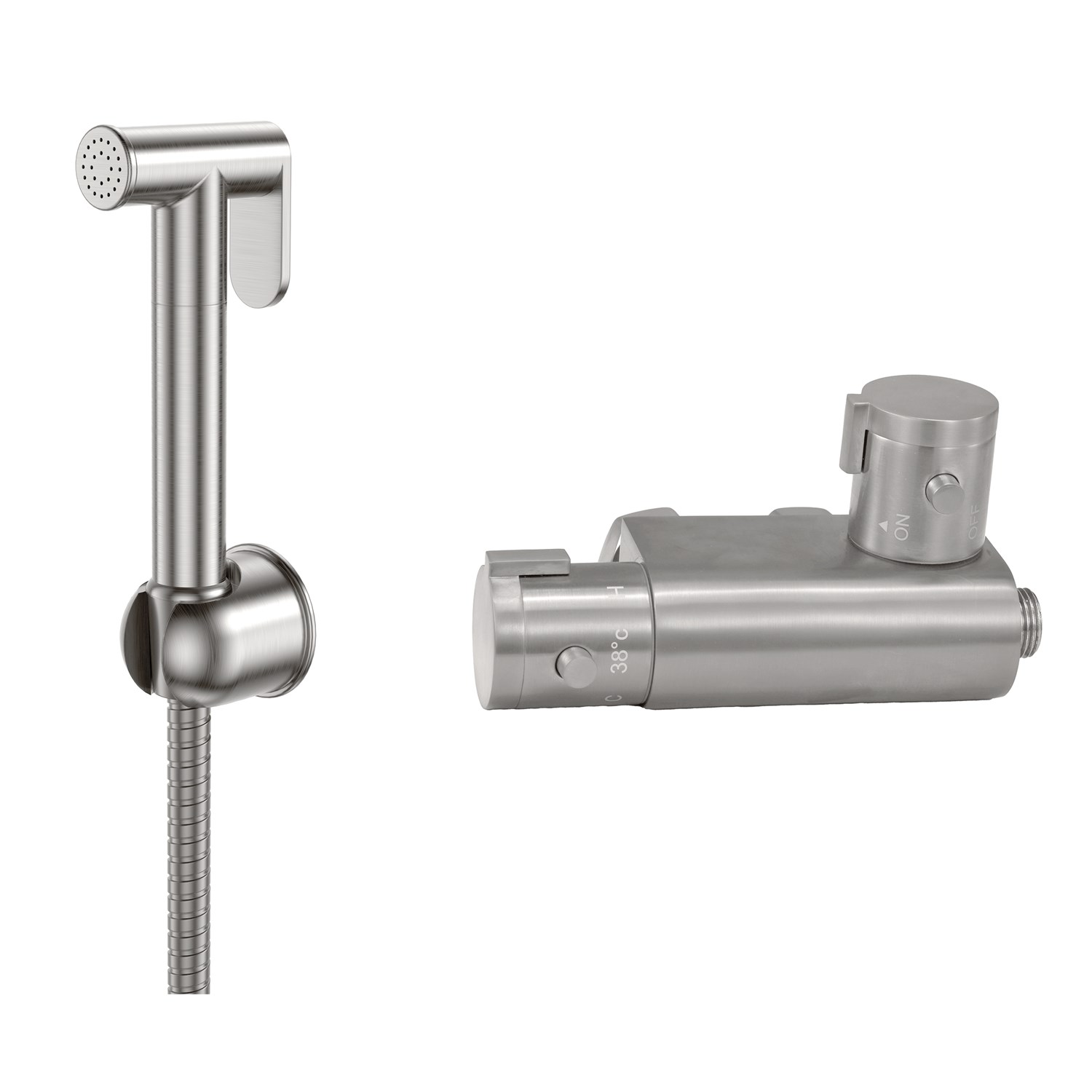 Core Round Douche Kit With Thermostatic Valve - Brushed Nickel | Drench