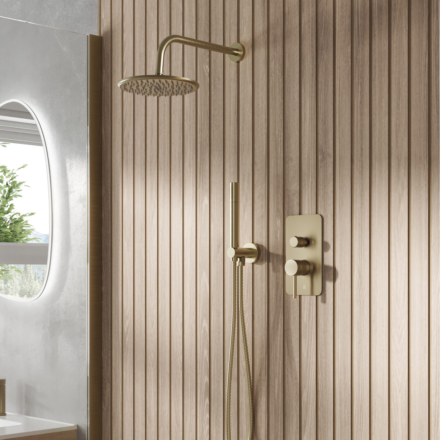 Core Shower Package with 2 Outlet Manual Valve, Fixed Wall Mounted ...