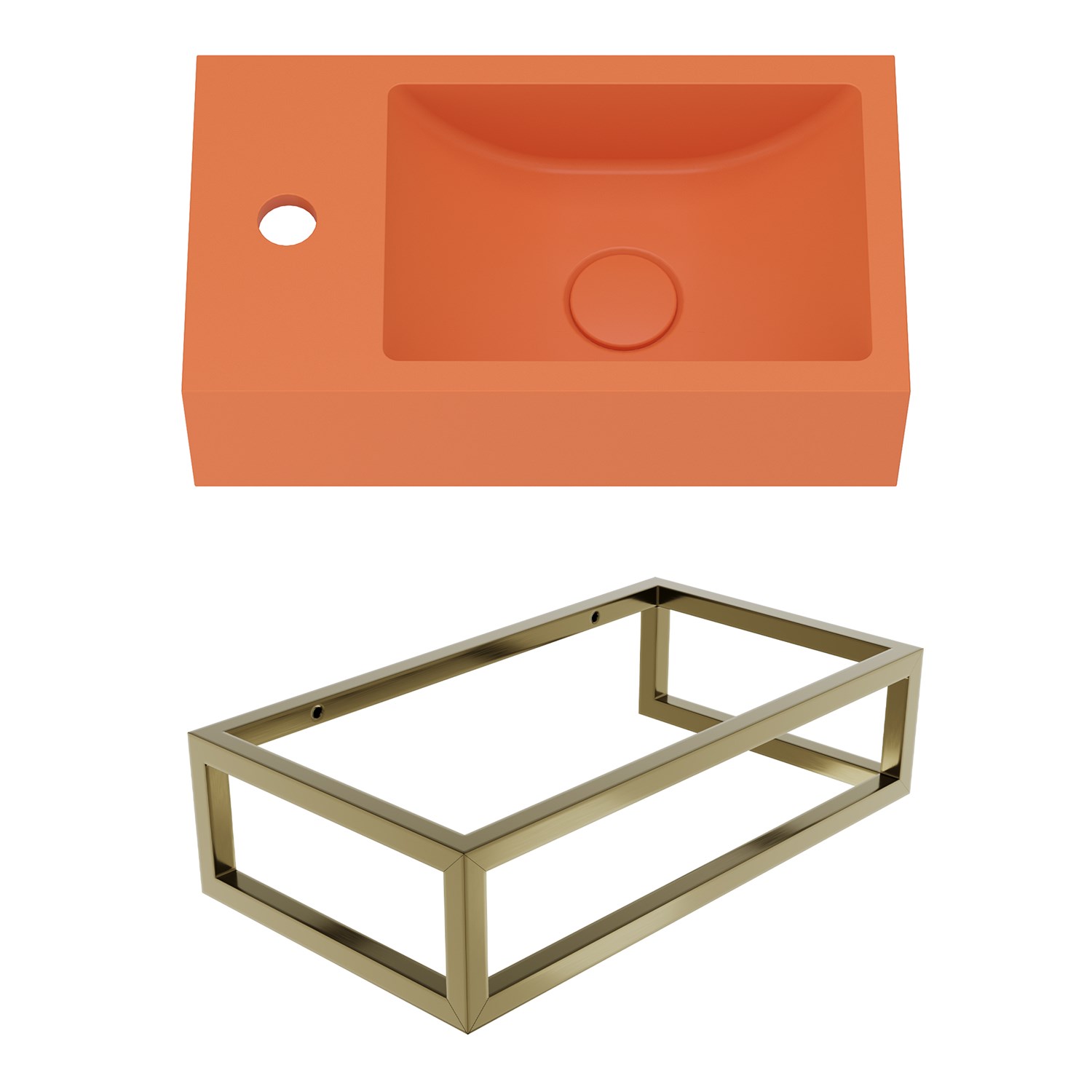 Harbour Concrete 400mm Cloakroom Wall Hung Burnt Orange Basin & Frame ...