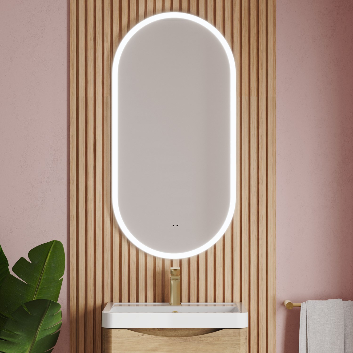 Billy LED Illuminated Oval Mirror with Demister Pad & Colour Change ...