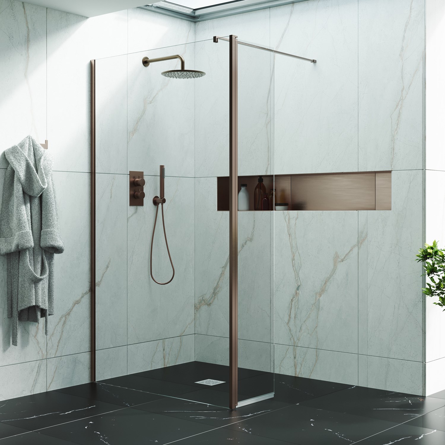 Harbour i10 10mm Easy Clean 2m Tall Wetroom Panel & Hinged Return Panel ...