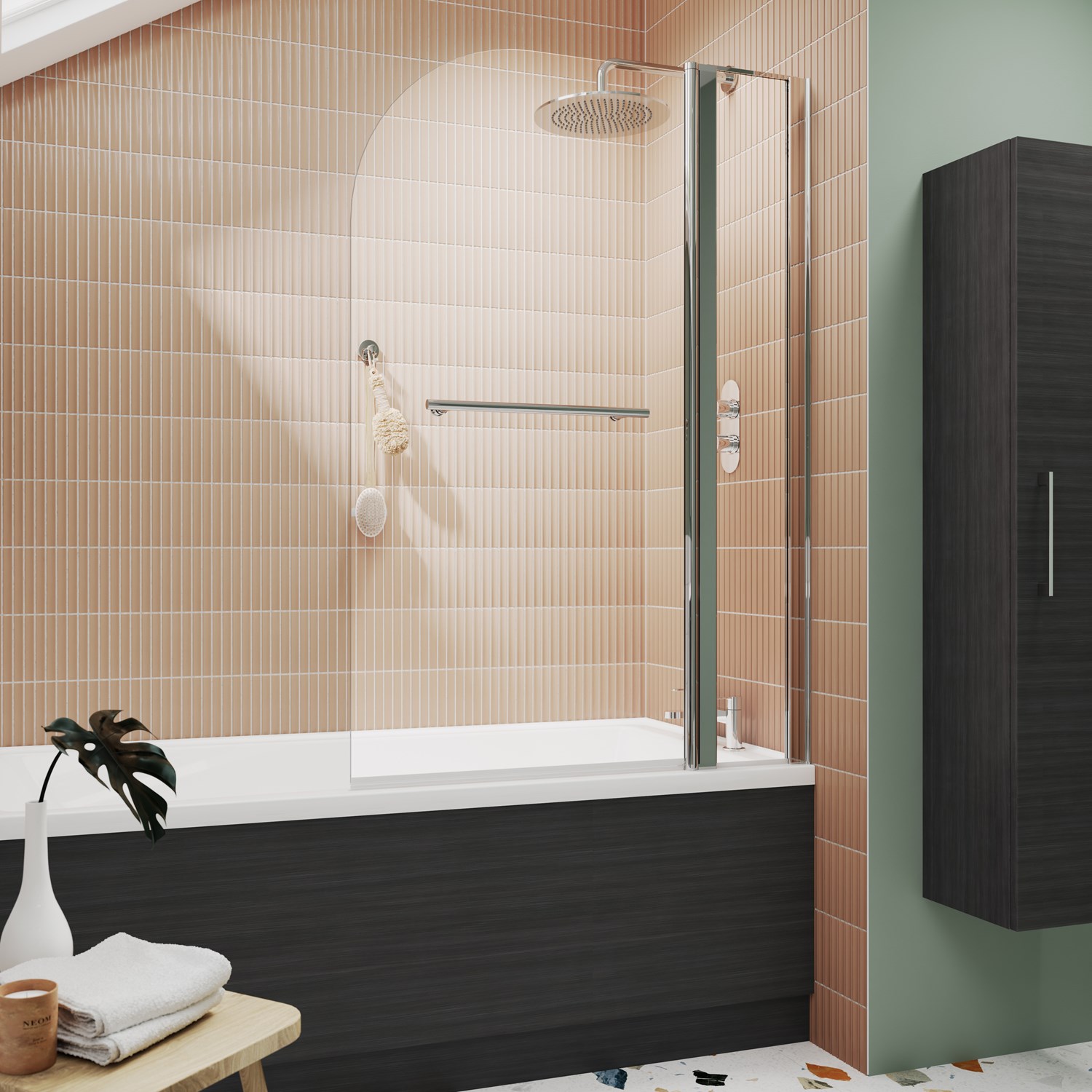 Drench Curved Corner Bath Screen with Fixed Inline Panel & Rail - 1433 ...