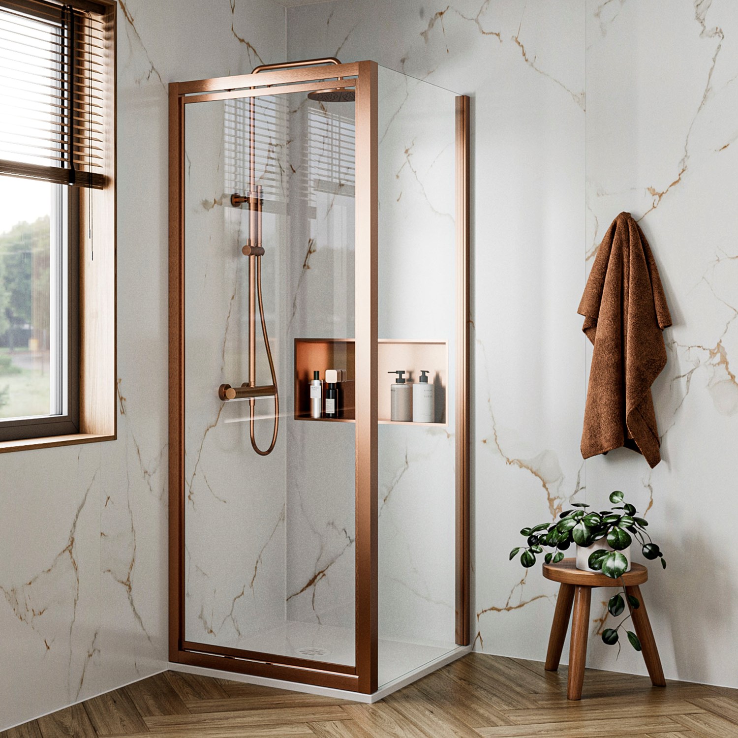 Crosswater Clear 6 6mm Brushed Bronze Infold Door & Optional Side Panel ...