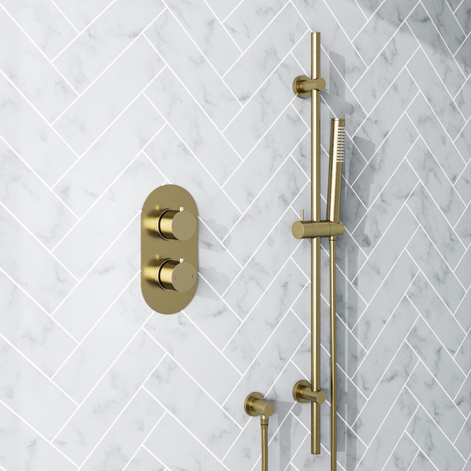 Harbour Clarity Brushed Brass Concealed Shower Valve & Slide Rail ...