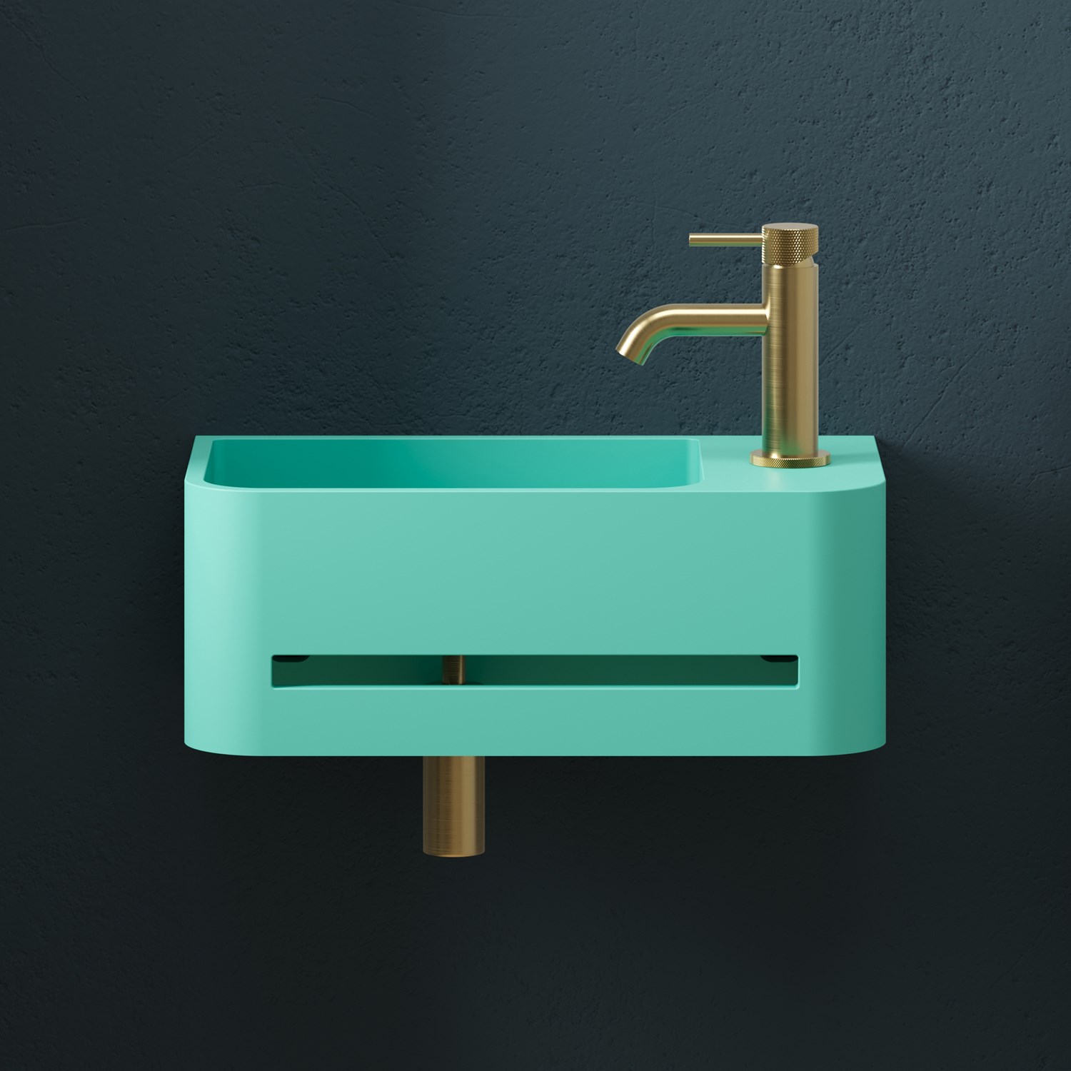 Harbour Concrete 430mm Cloakroom Wall Hung Curved Basin - Seafoam Green ...