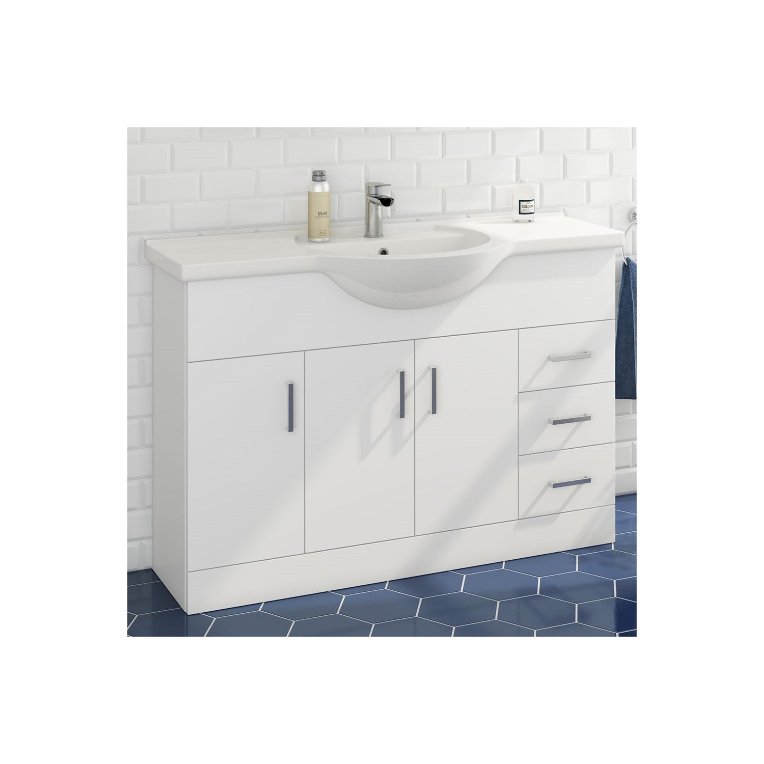 Vellamo Alpine 1200mm White Gloss Floor Standing Vanity Unit & Basin ...